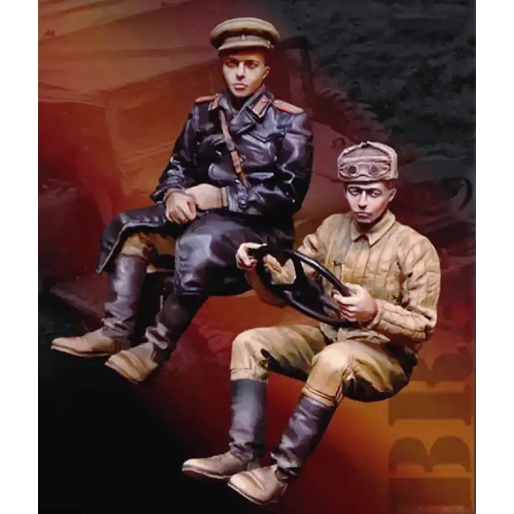 1/35 2pcs Resin Model Kit Soviet Soldiers Officer & Driver WW2 Unpaint ...