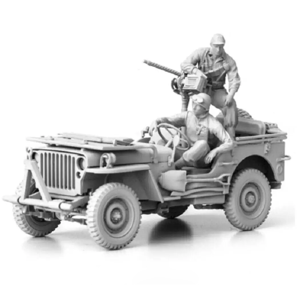 1/35 2pcs Resin Model Kit US Jeep Driver & Machine Gunner (no car) WW2 ...