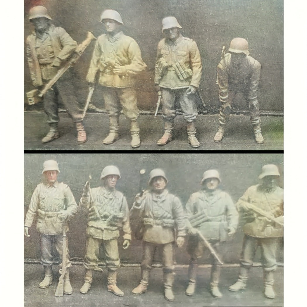 1/35 9pcs Resin Model Kit German Soldiers Infantry in Awaiting WW2 Unp ...