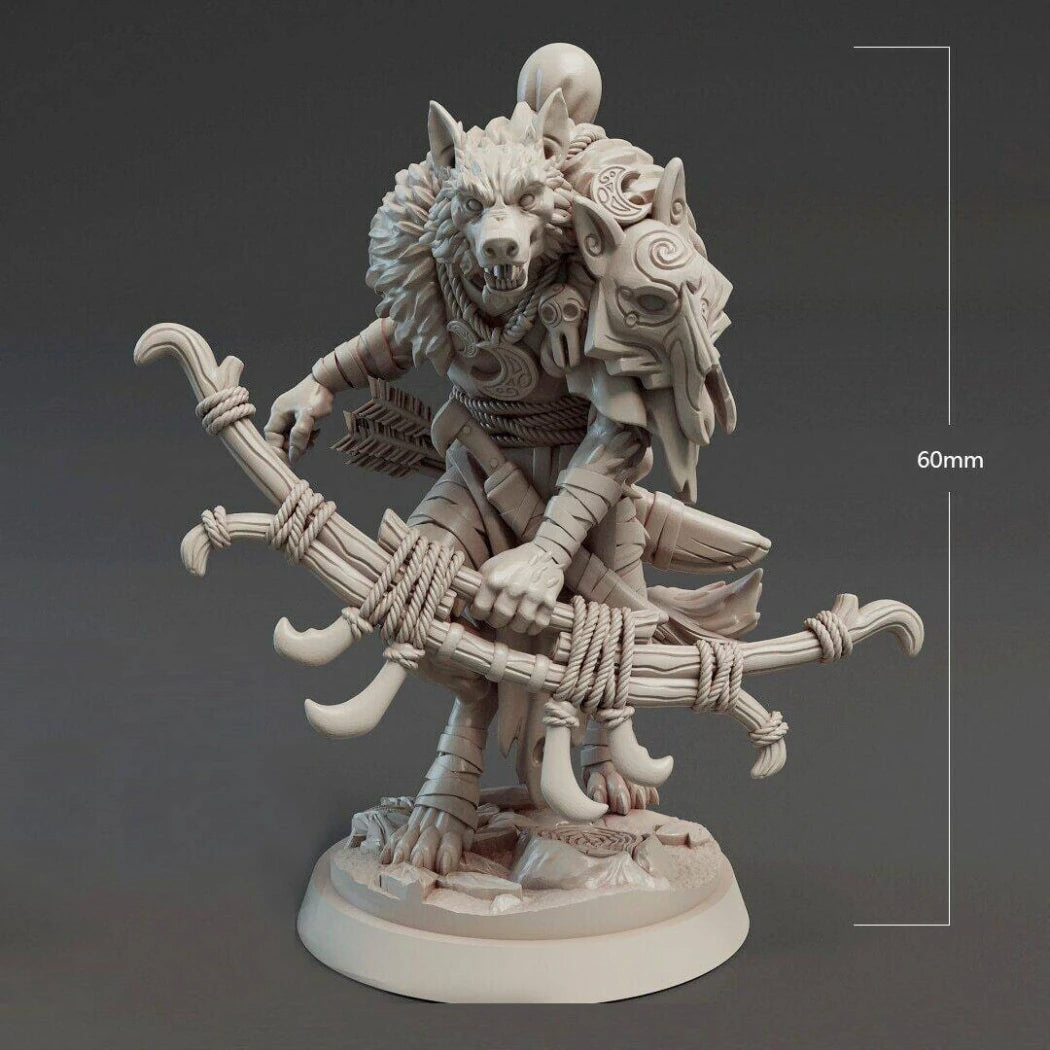 60mm 3D Print Model Kit Werewolf Warrior Archer Warcraft Unpainted ...