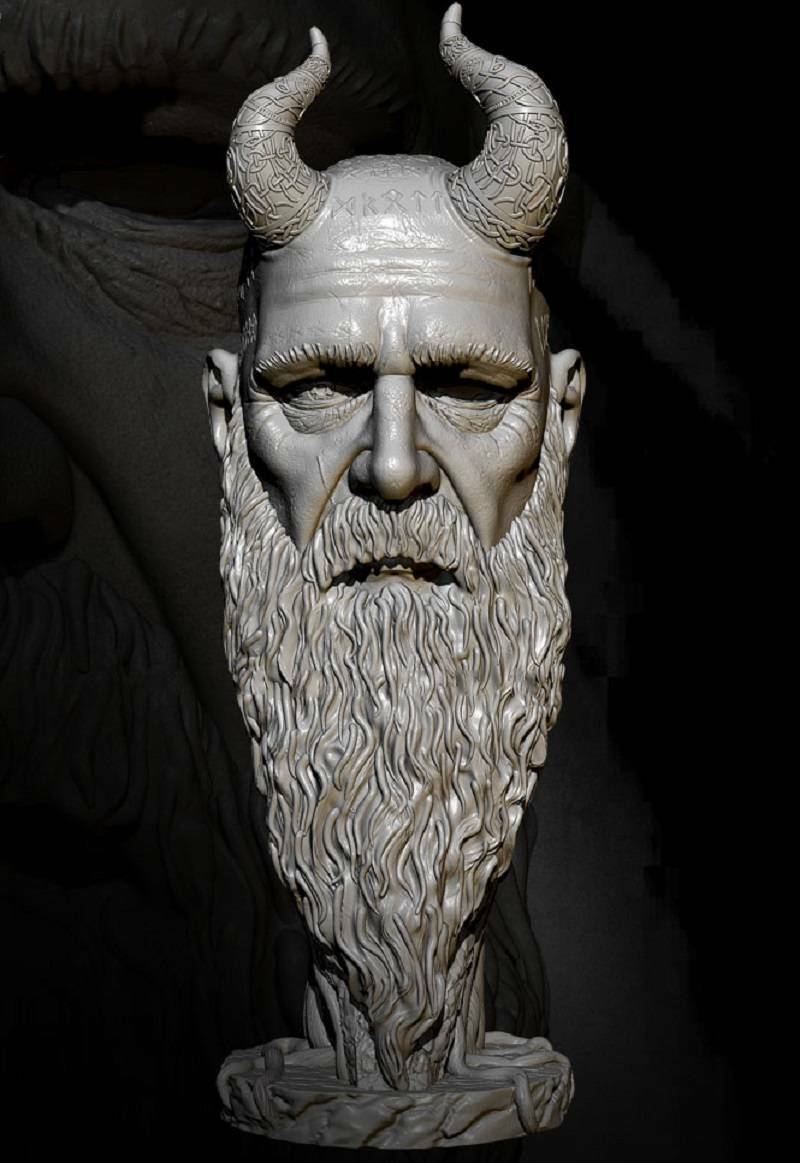 60mm BUST Resin Model Kit Head of God Poseidon Fantasy TD-3121 Unpaint ...