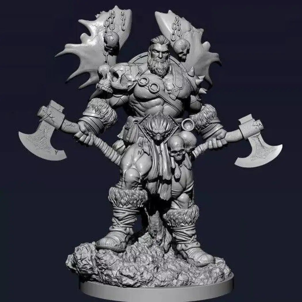 1/18 90mm Resin Model Kit Warrior with Two Axes Barbarian Unpainted ...