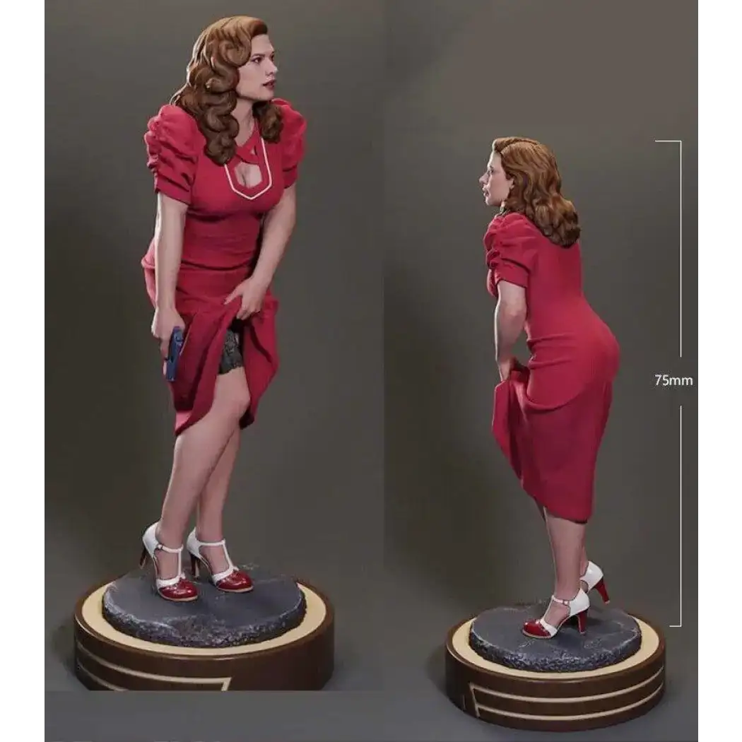 1/24 75mm 3D Print Superhero Model Kit Peggy Carter Beautiful Girl Unp ...