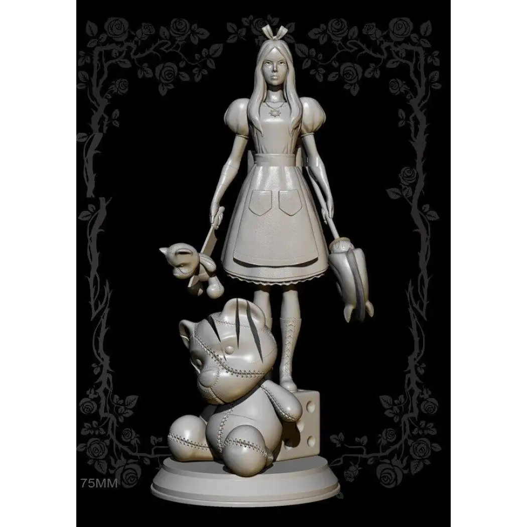 1/24 75mm Resin Model Kit Girl Woman Bloody Red Alice TD-2203 Unpainte ...