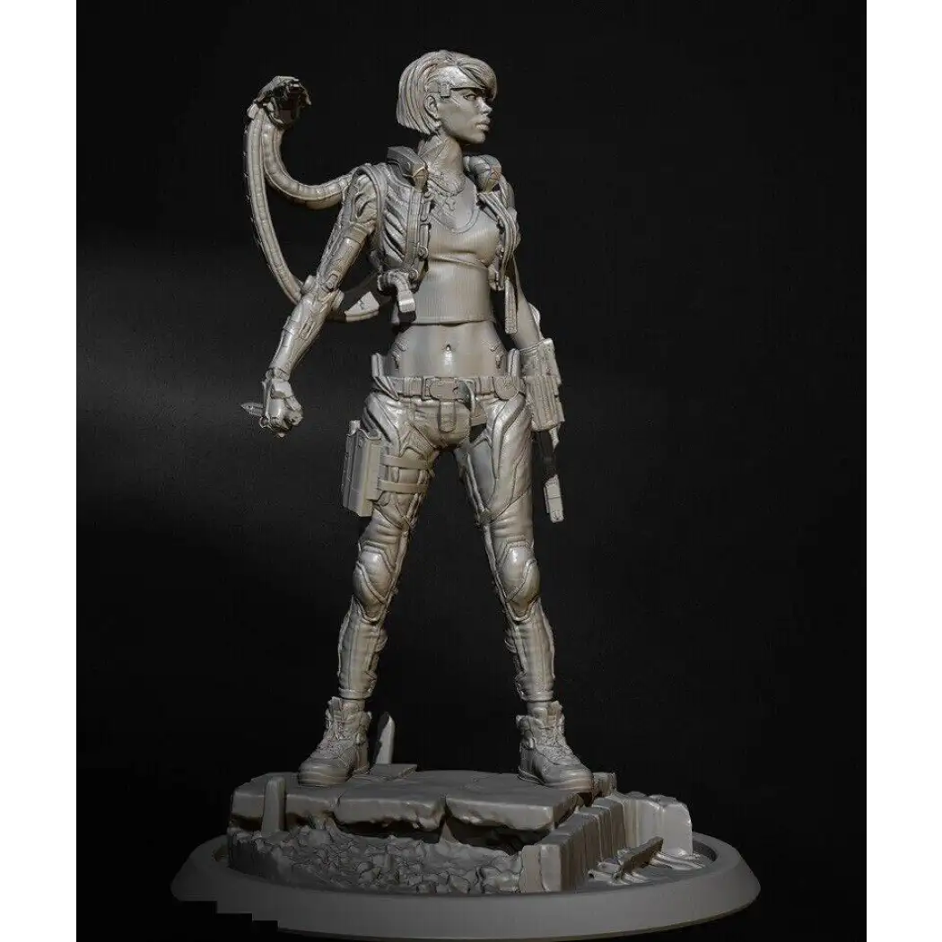 1/24 Resin Cyberpunk Model Kit Beautiful Girl Woman Shooter Unpainted ...