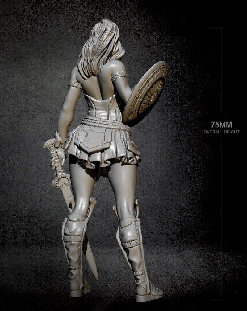 1/24 Resin Superhero Model Kit Wonder Woman Beautiful Girl Unpainted ...