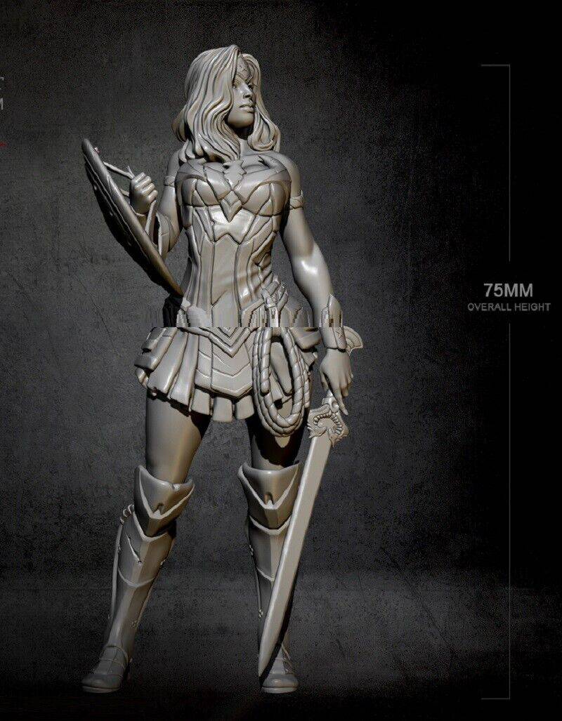 1/24 Resin Superhero Model Kit Wonder Woman Beautiful Girl Unpainted ...