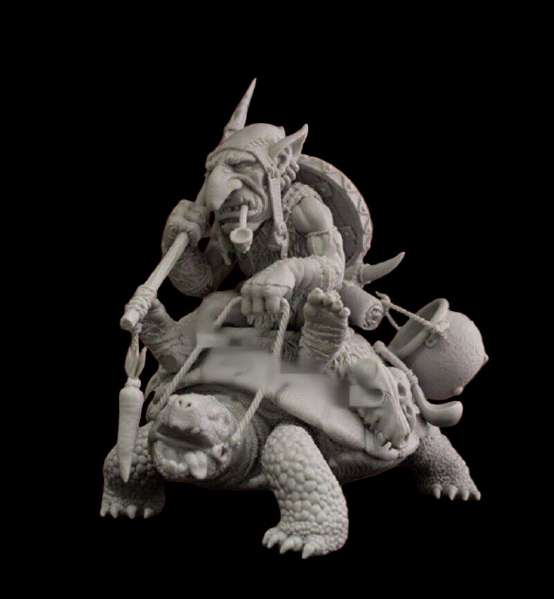 1/32 54mm Resin Model Kit Fantasy Goblin on a Turtle Unpainted – Model ...
