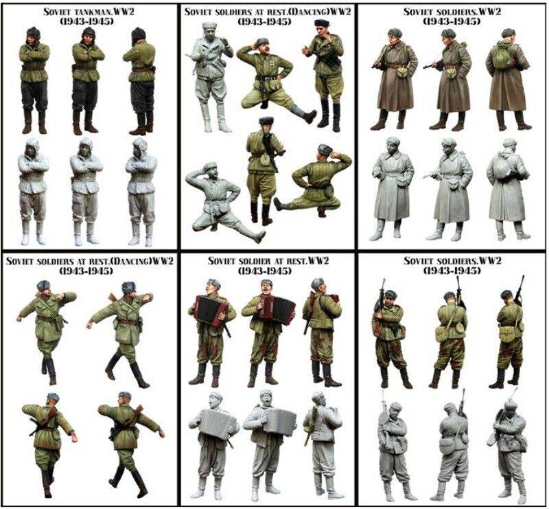 1/35 7pcs Resin Model Kit Soviet Soldiers Infantry WW2 Unpainted ...