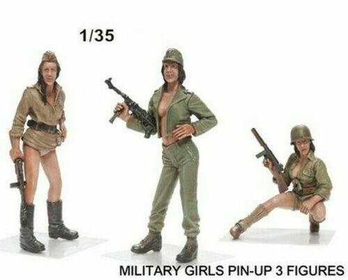 1/35 3pcs Resin Model Kit Modern Beautiful Girl Soldiers Pin Up WW2 Un – Model-Fan-Store
