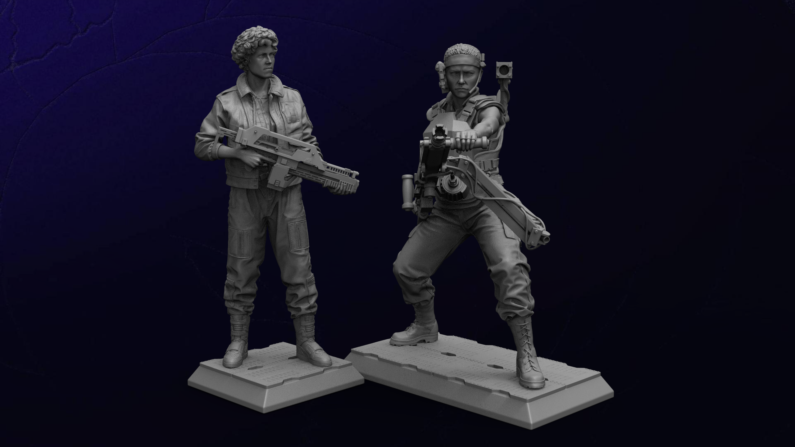 1/35 - 1/12 3D Print Model Kit Alien Beautiful Girls Space Soldiers Un ...