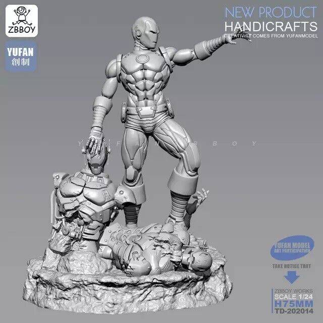 1/24 75mm Resin Superhero Model Kit Iron Man and Ultron TD-202014 Unpa ...